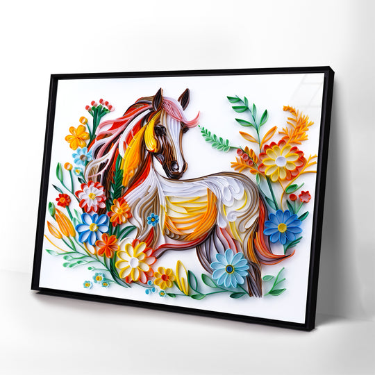 Horse with Flowers - Paper Filigree Painting Kit（Standard Size）
